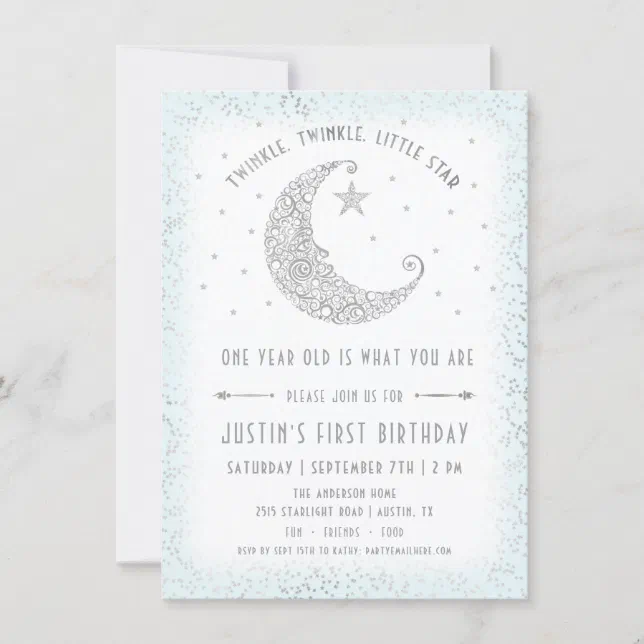 Twinkle Twinkle Little Star Boy Birthday Invite | Zazzle