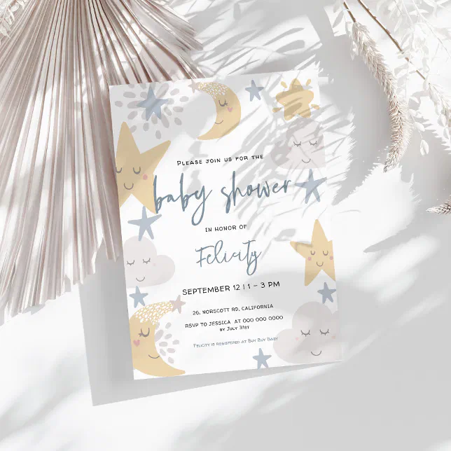 Twinkle Twinkle Little Star Celestial Baby Shower Invitation | Zazzle