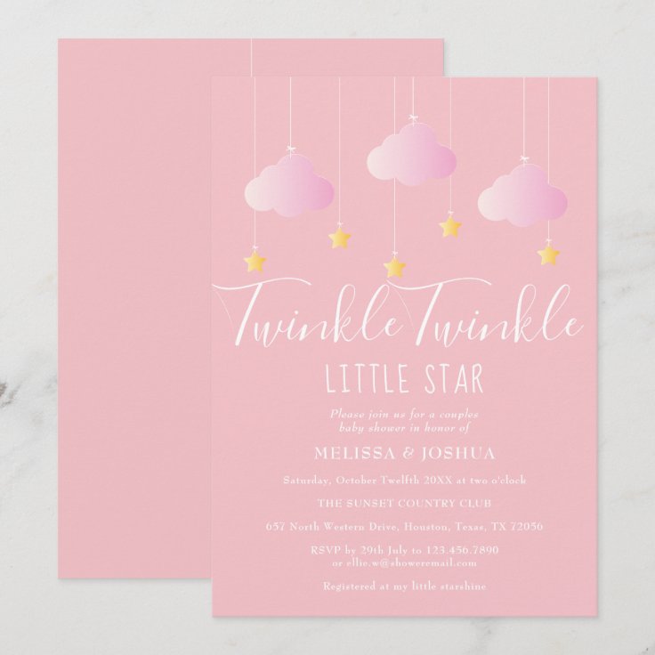 Twinkle Twinkle Little Star Couples Baby Shower Invitation | Zazzle