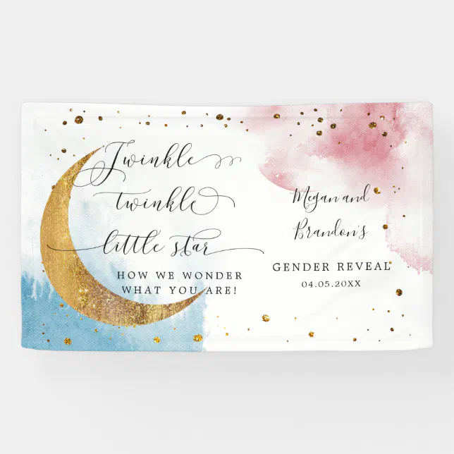 Twinkle Twinkle Little Star Gender Reveal Banner | Zazzle