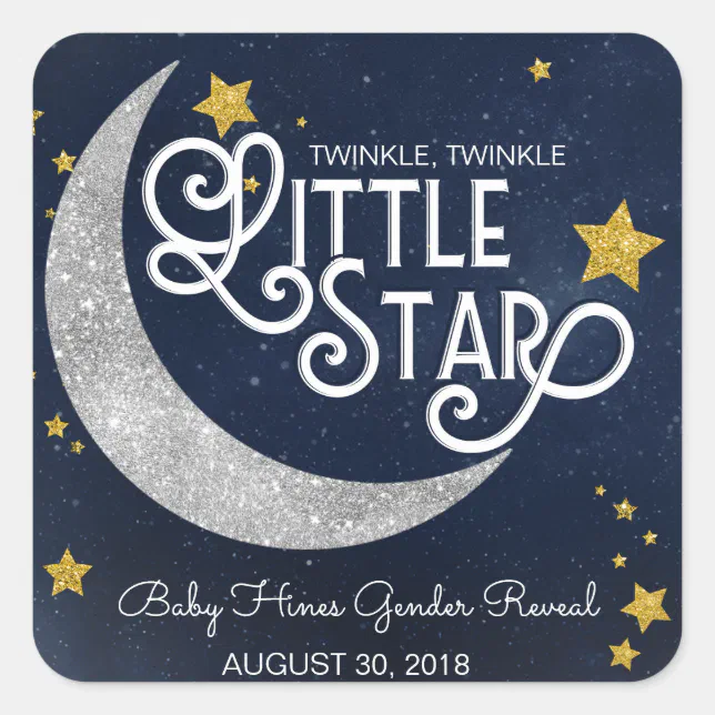 Twinkle Twinkle Little Star Moon Square Sticker | Zazzle