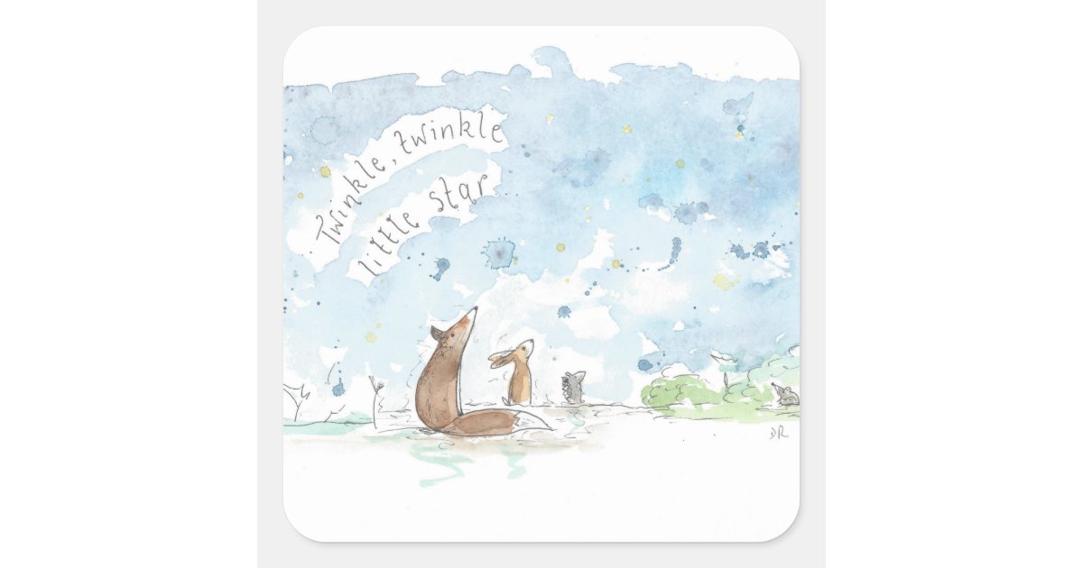 Twinkle twinkle Little Star Nursery Rhyme art Square Sticker | Zazzle