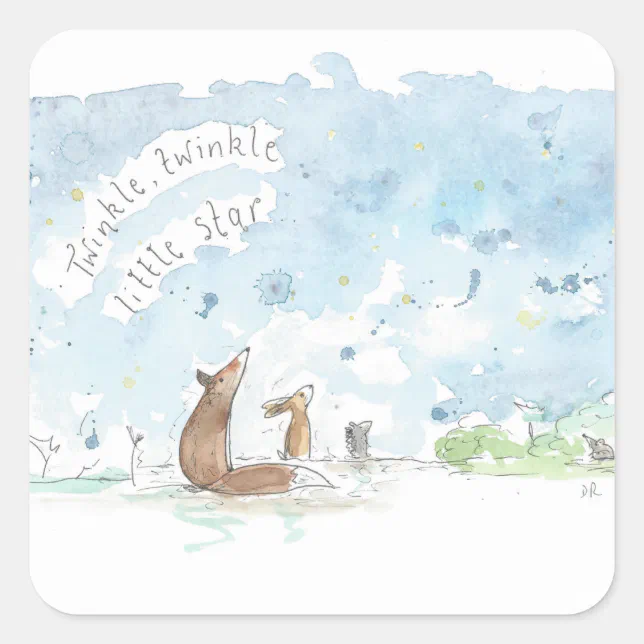 Twinkle twinkle Little Star Nursery Rhyme art Square Sticker | Zazzle