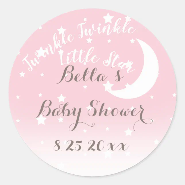 Twinkle Twinkle Little Star Pale Pink Stickers | Zazzle