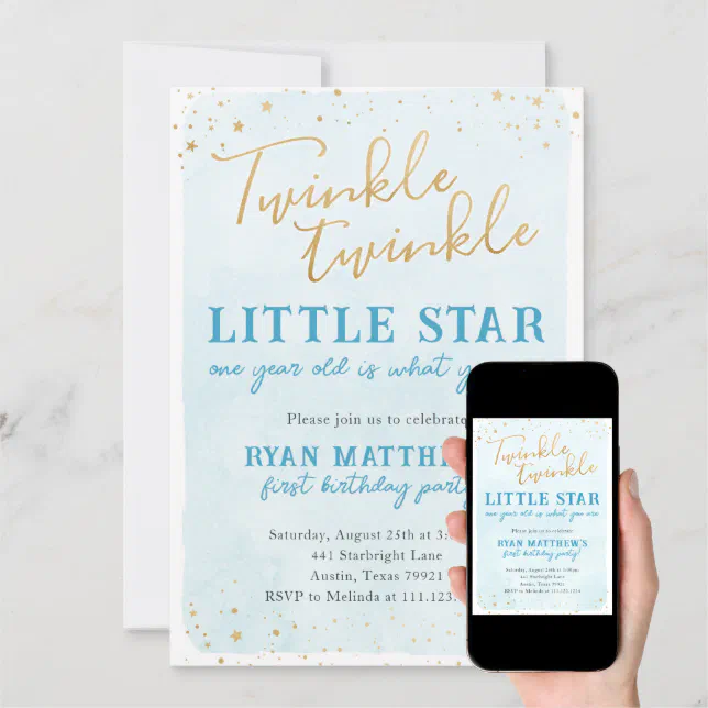 Twinkle Twinkle Little Star Party Invitation | Zazzle