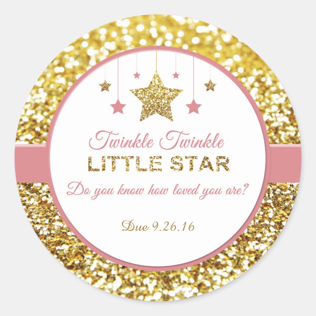 Twinkle Twinkle little star pink and gold stickers | Zazzle