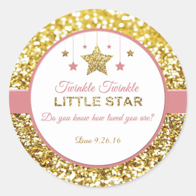 Twinkle Twinkle little star pink and gold stickers | Zazzle
