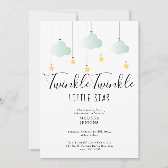Twinkle Twinkle Little Star QR Code Baby Shower Invitation | Zazzle