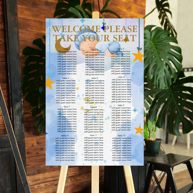 Twinkle Twinkle Little Star Seating Chart Foam Board | Zazzle