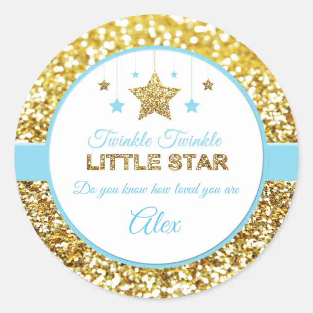 Twinkle twinkle little star stickers baby blue | Zazzle