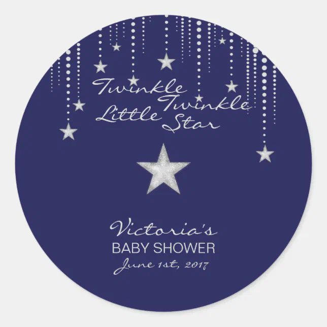 Twinkle Twinkle Little Star Stickers - Blue,Silver | Zazzle