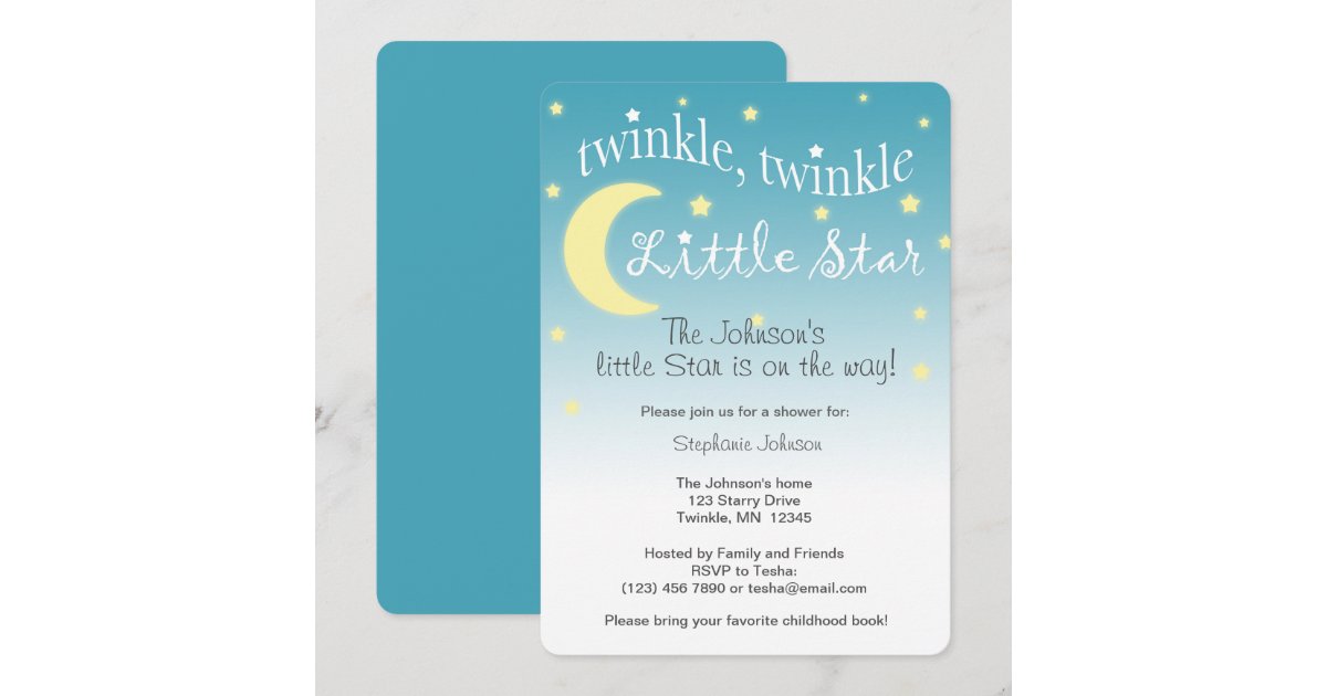 Twinkle Twinkle little star teal and white Invitation | Zazzle
