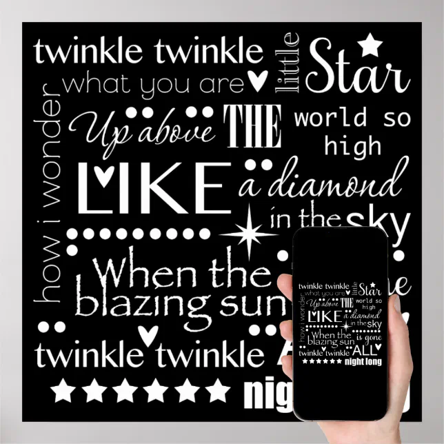 Twinkle Twinkle Little Star Word Art Poster | Zazzle