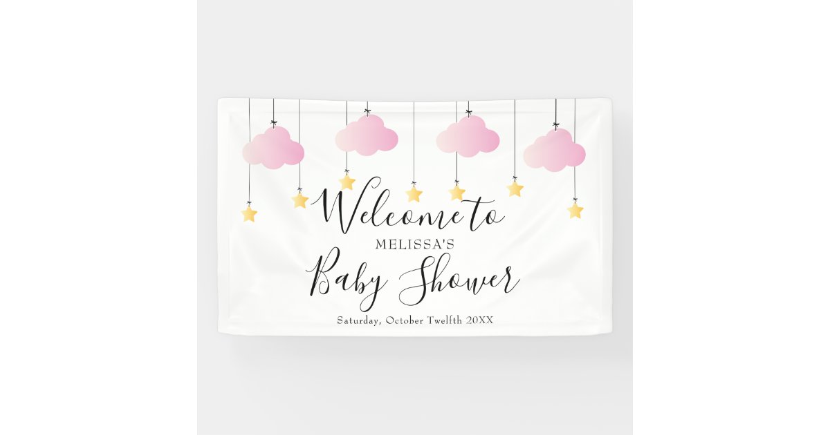 Twinkle Twinkle Pink Girl Baby Shower Welcome Banner | Zazzle