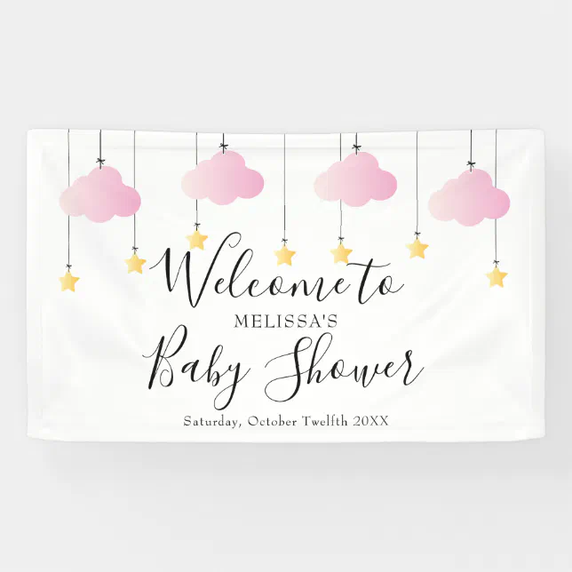 Twinkle Twinkle Pink Girl Baby Shower Welcome Banner | Zazzle