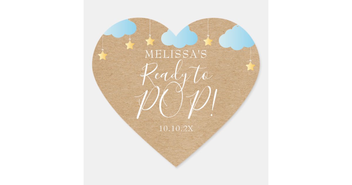 Twinkle Twinkle Ready To POP Blue Rustic Kraft Heart Sticker | Zazzle