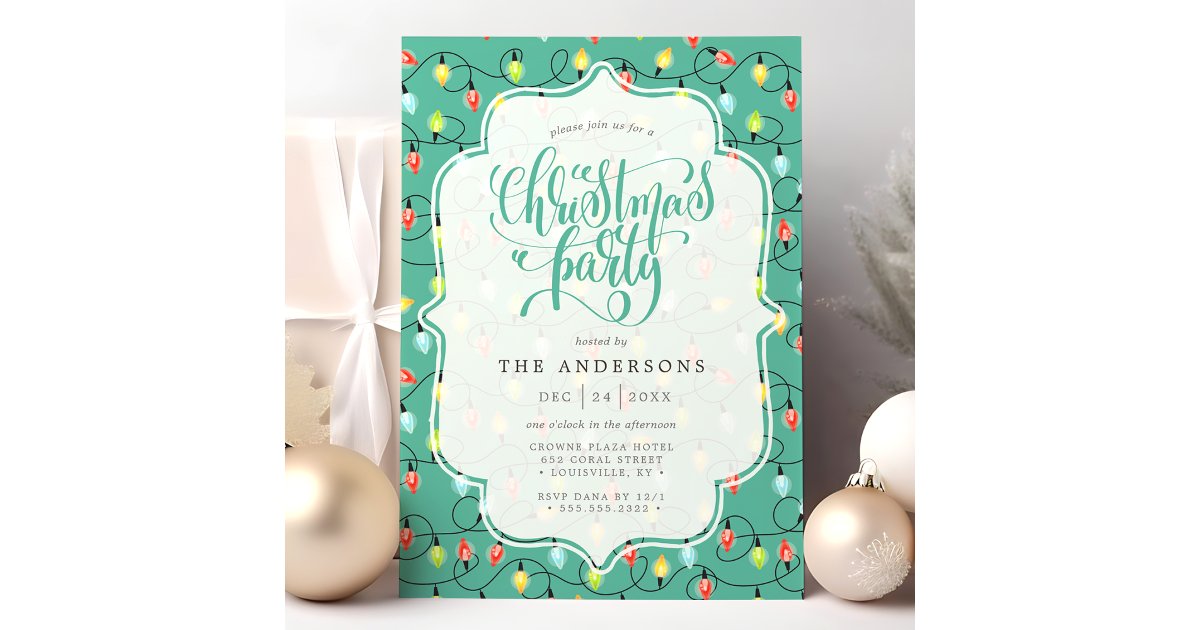 Twinkling Christmas Lights Holiday Pattern Invitation | Zazzle
