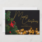Twinkling Gold Lights Modern Merry Christmas Holiday Card | Zazzle
