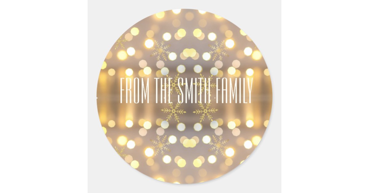 Twinkling lights personalized Christmas Classic Round Sticker | Zazzle