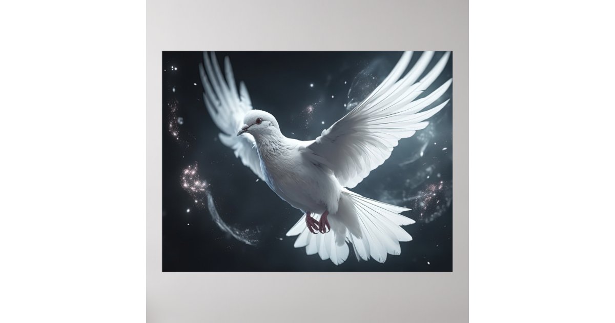 Twinkling Lights White Peace Dove Poster | Zazzle