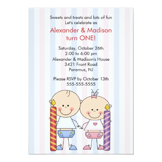 Twins 1st Birthday Invitation Girl & Boy | Zazzle.com