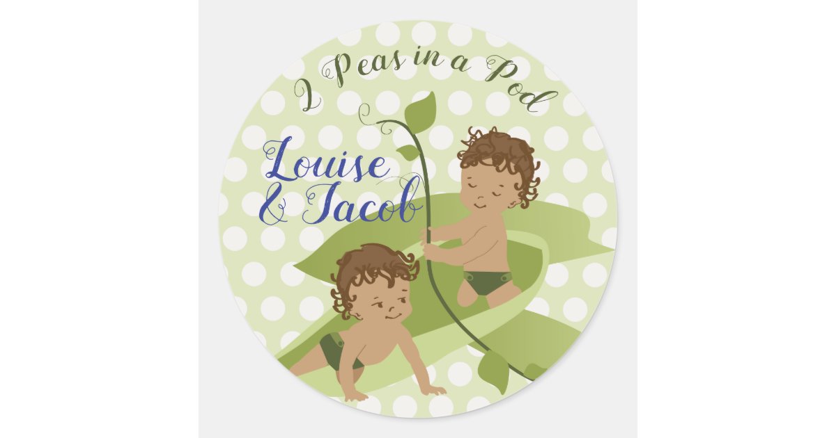 Twins Baby Boy's 1st Birthday or Baby Shower Classic Round Sticker ...