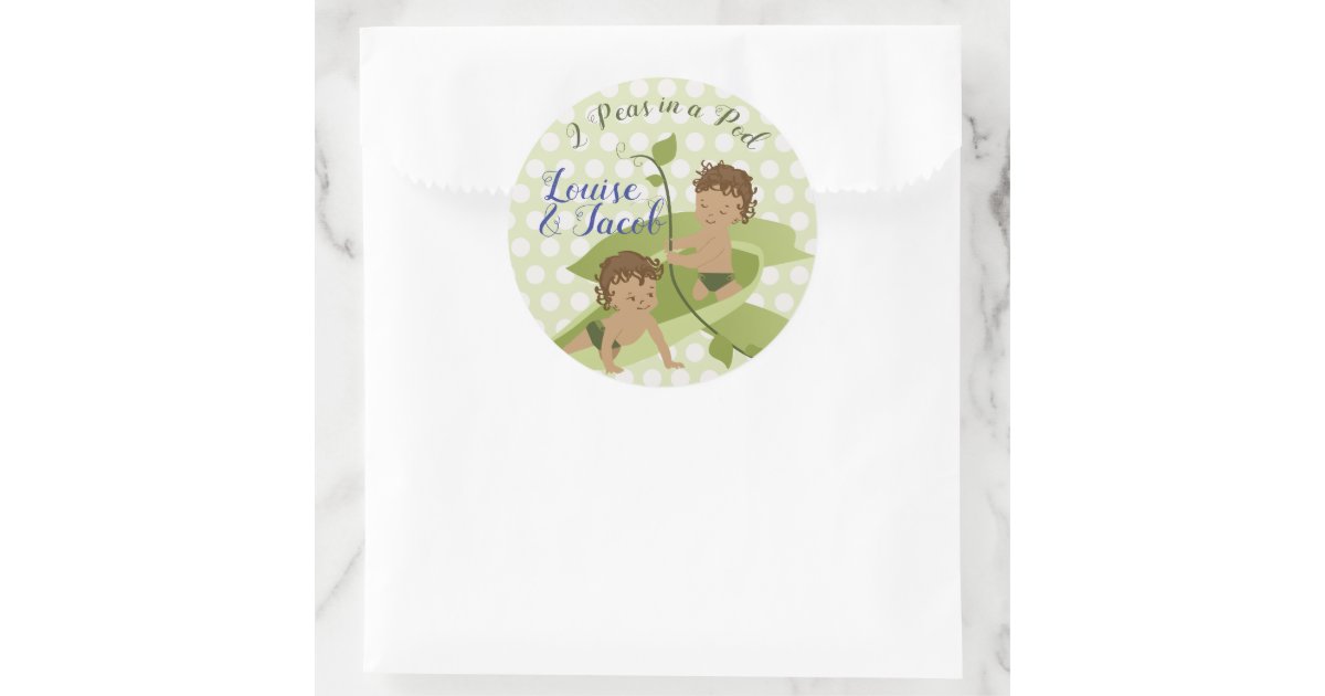 Twins Baby Boy's 1st Birthday or Baby Shower Classic Round Sticker | Zazzle