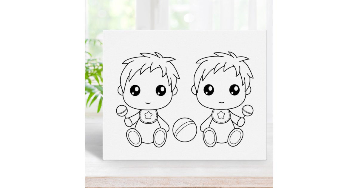 Twins Baby Boys Coloring Page Poster | Zazzle