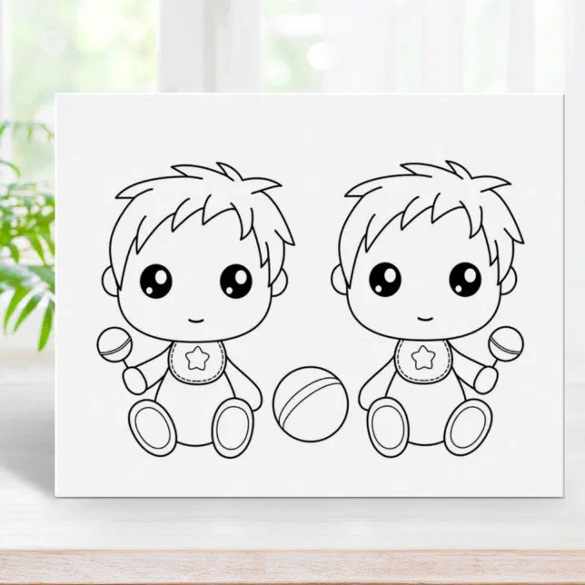 Twins Baby Boys Coloring Page Poster | Zazzle