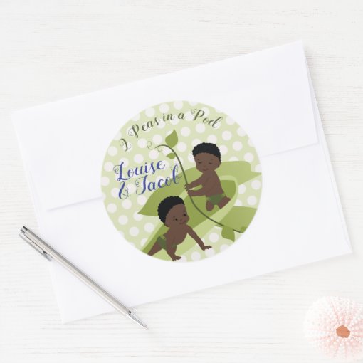 Twins Baby Boy's Shower or 1st Birthday Classic Round Sticker | Zazzle