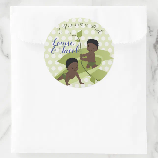 Twins Baby Boy's Shower or 1st Birthday Classic Round Sticker | Zazzle