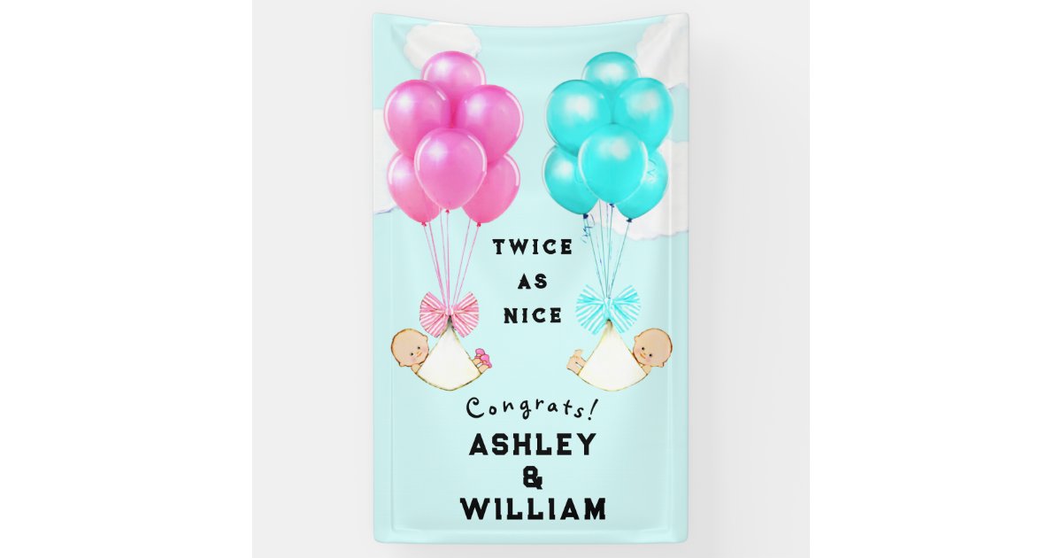 Twins Baby Shower Banner | Zazzle
