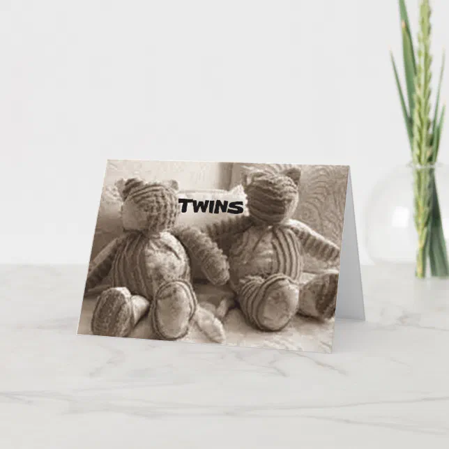 TWINS BIRTH DOUBLE FUN, JOY AND LOVE CONGRATS CARD | Zazzle
