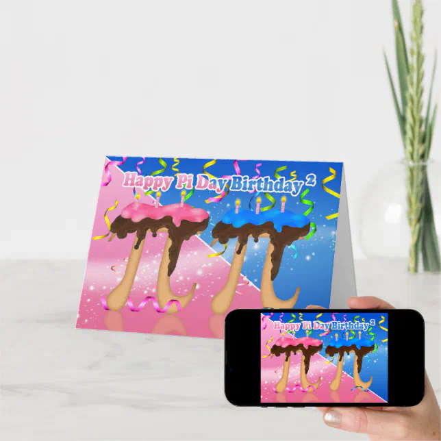Twins Birthday Cake Pi Day 3.14 March 14th Card | Zazzle