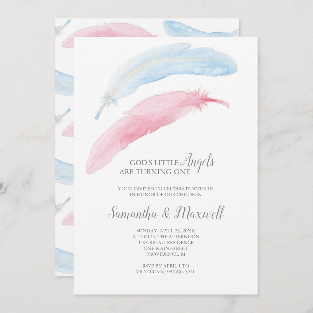 Twins Birthday Little Angel Invitation | Zazzle