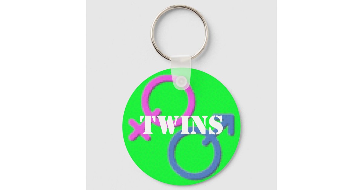 Twins boy girl Gender Symbols keychain | Zazzle