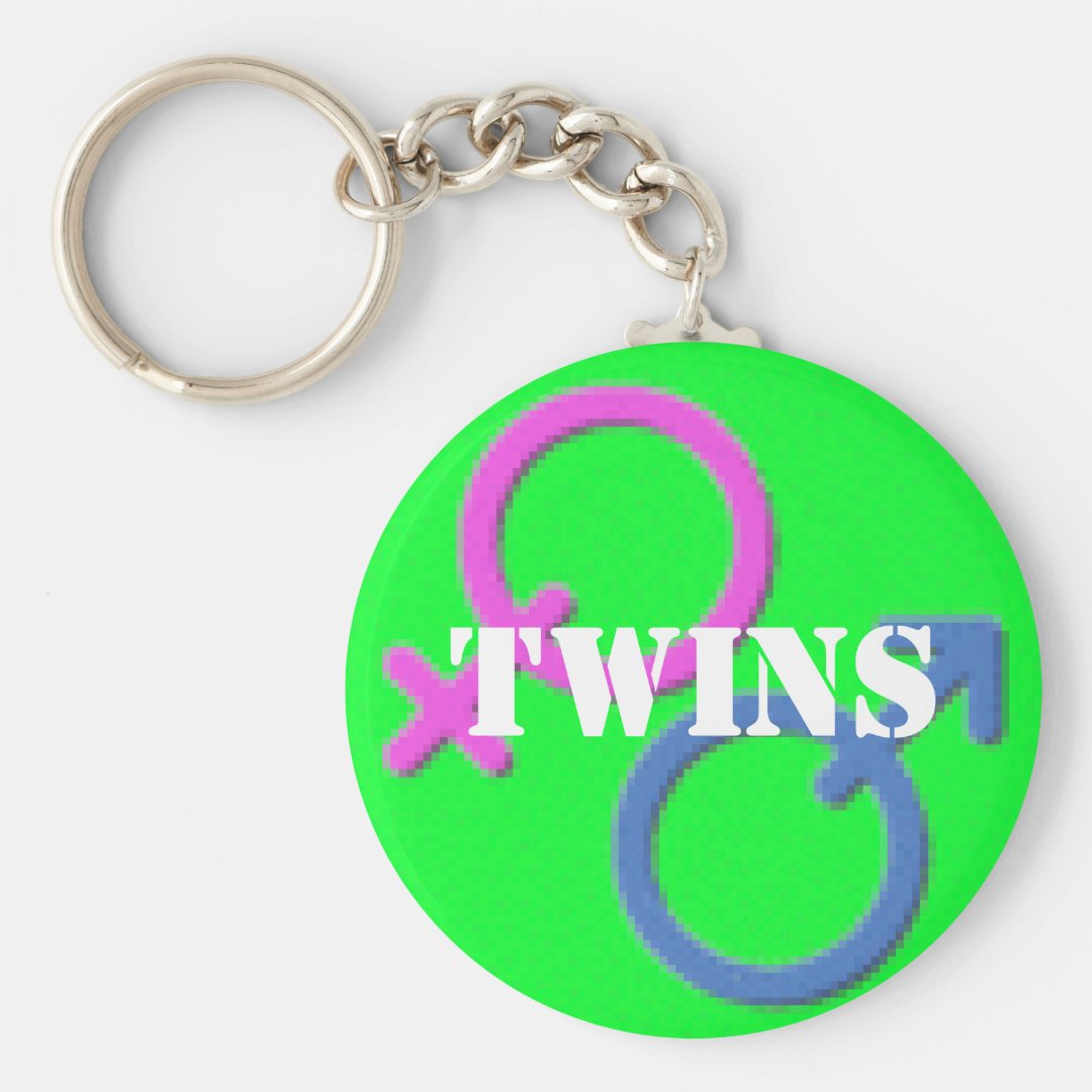 Twins boy girl Gender Symbols keychain | Zazzle