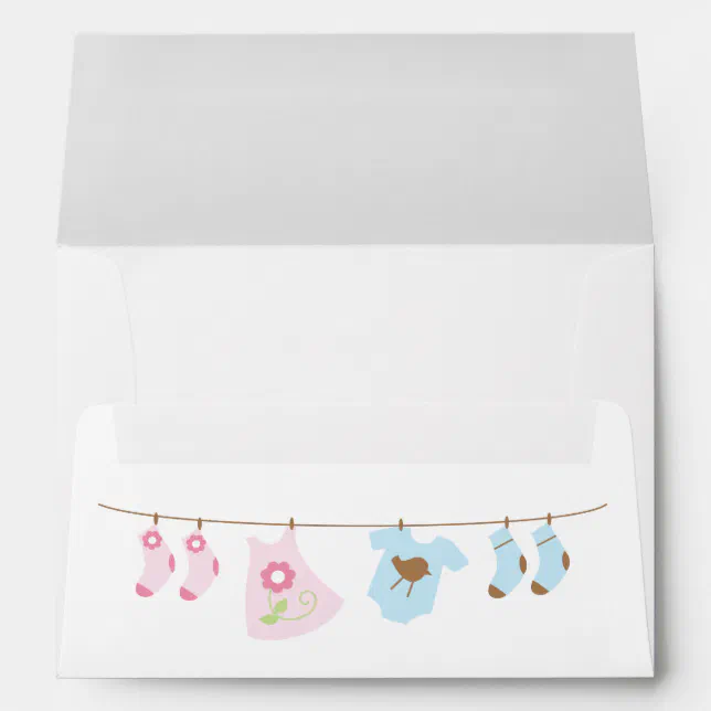 Twins Clothesline Baby Shower Envelope | Zazzle