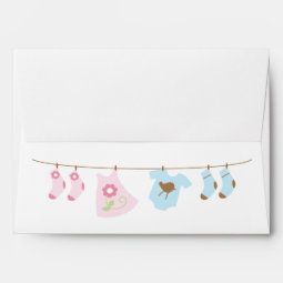 Twins Clothesline Baby Shower Envelope | Zazzle