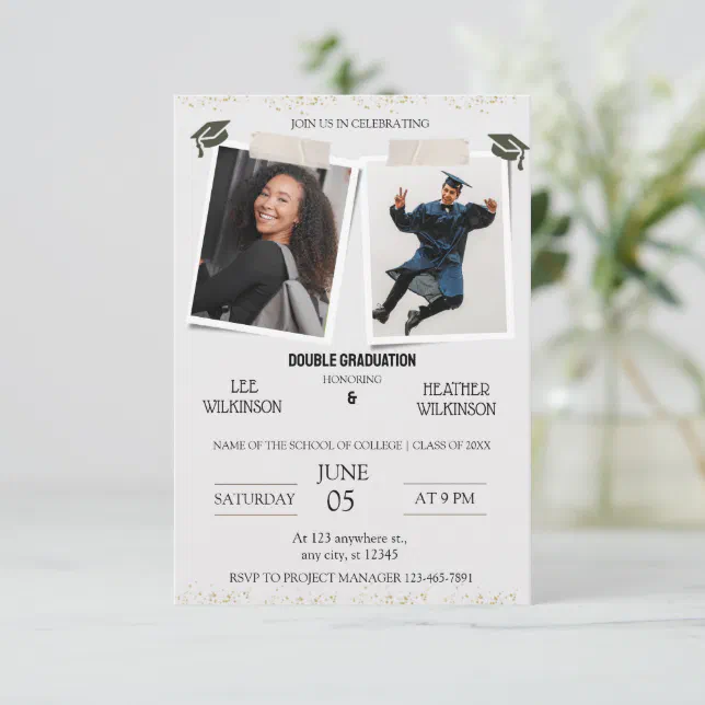 Twins graduation invitations | Zazzle