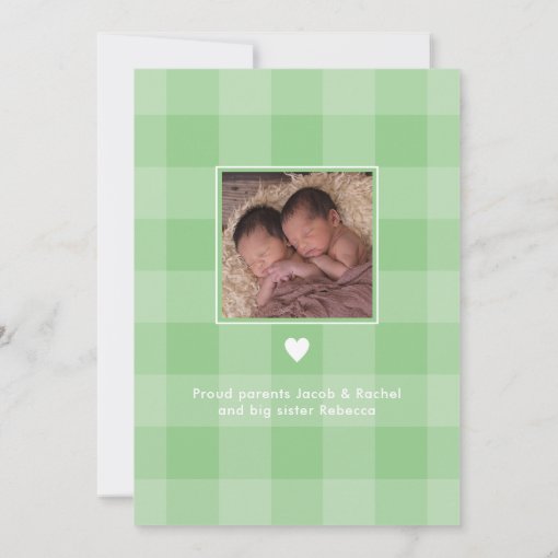 Twins Heart Frames Photo Collage Girl Boy Birth Announcement | Zazzle