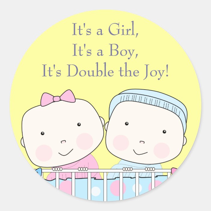 Twins in Crib, Girl and Boy Baby Sticker | Zazzle.com