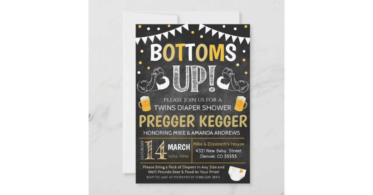 Twins Pregger Kegger Baby Shower Invitation | Zazzle