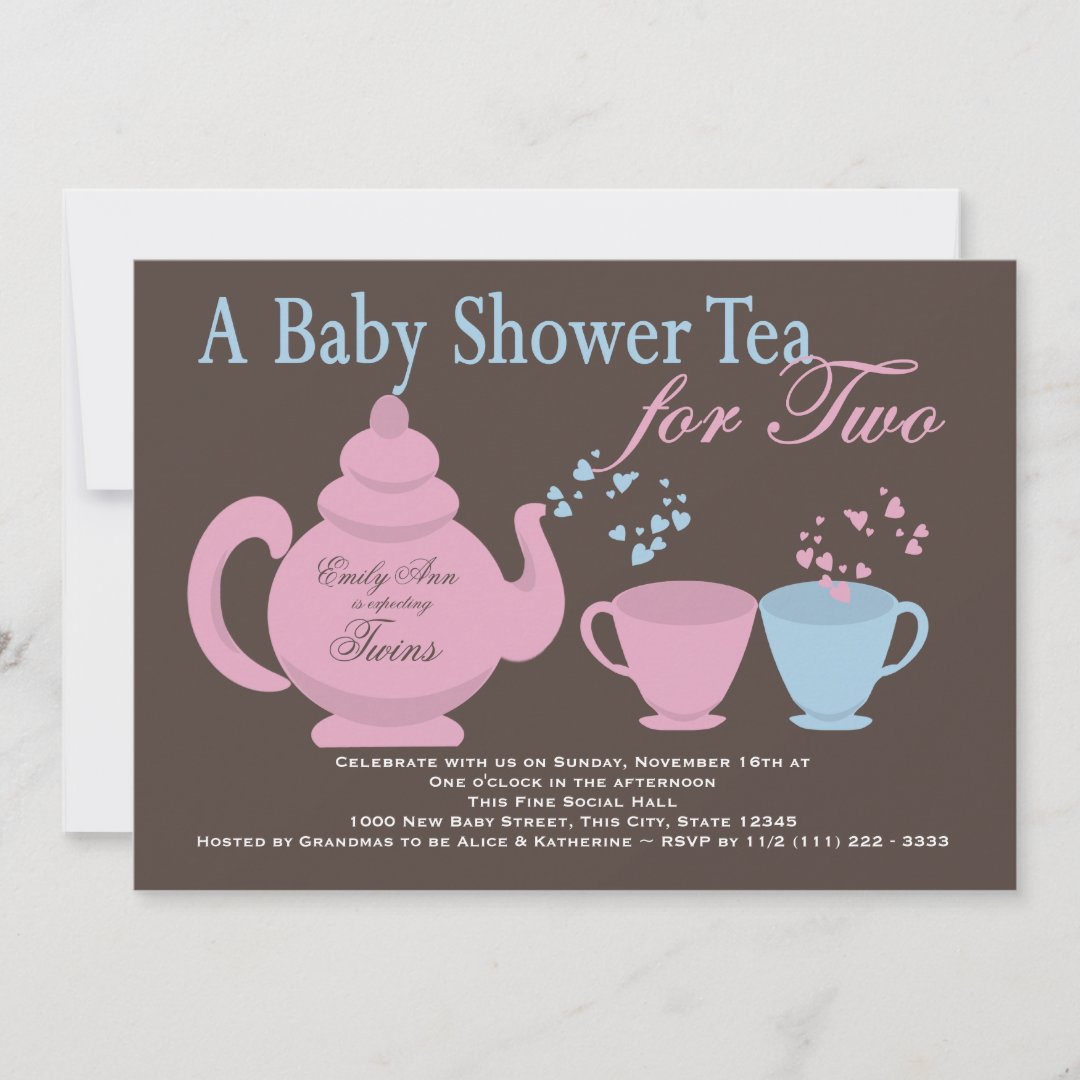 Twins Tea Party Baby Shower Invitation | Zazzle