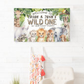 Twins Wild Ones 1st Birthday Safari Themed Welcome Banner | Zazzle