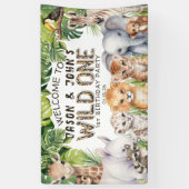 Twins Wild Ones 1st Birthday Safari Themed Welcome Banner | Zazzle