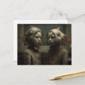 Twins With Fish on Heads Horror AI Art Postcard | Zazzle