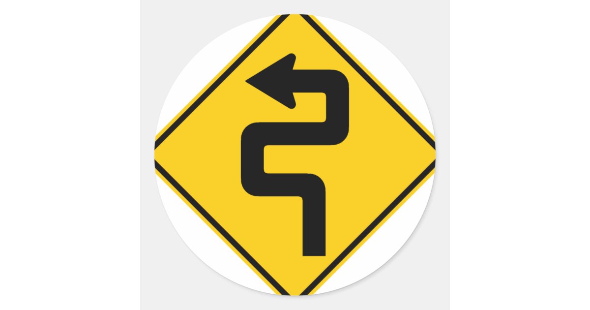 Twisted Road Ahead Highway Sign Classic Round Sticker | Zazzle