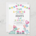 two-a-saurus 2nd Birthday Party Two Blue Dinosaur Invitation | Zazzle