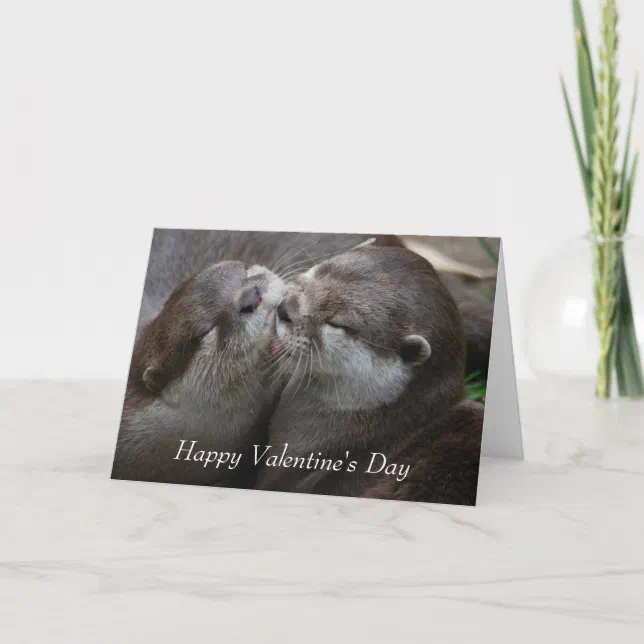 Two Adorable Otters - Happy Valentine's Day Holiday Card | Zazzle